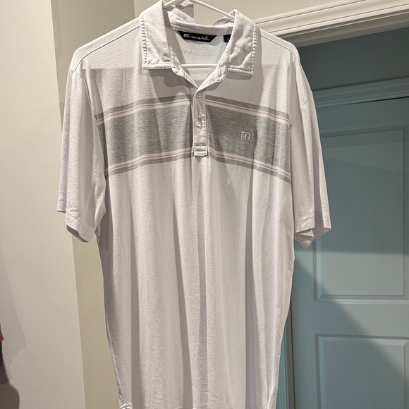 Travis Mathew | Shirts | Travis Mathew White And Gray Polo Shirt | Poshmark